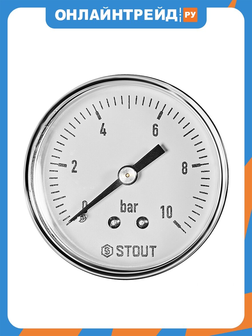 Манометр Stout аксиальный. Корпус Dn 50 мм 1/4 , 0.10 бар, кл.2.5