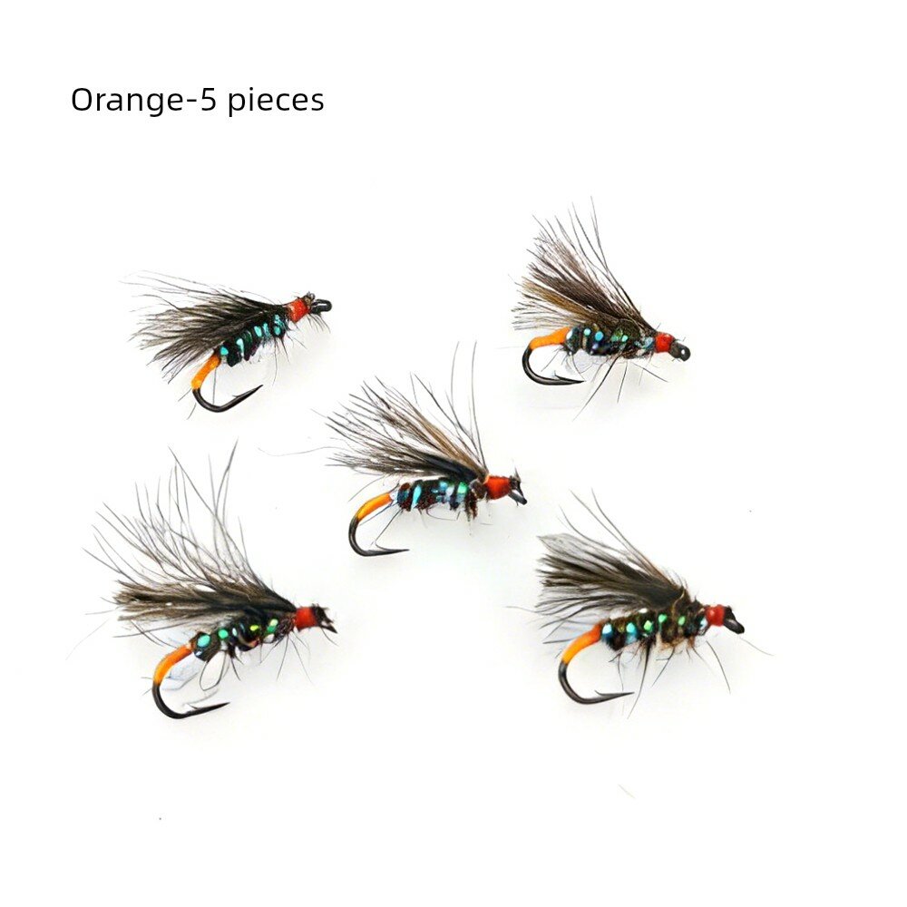 Крючки для спининга размер 16 CDC Midge Adult Fly, оранжевые, 5 штук для ловли леща и плотвы