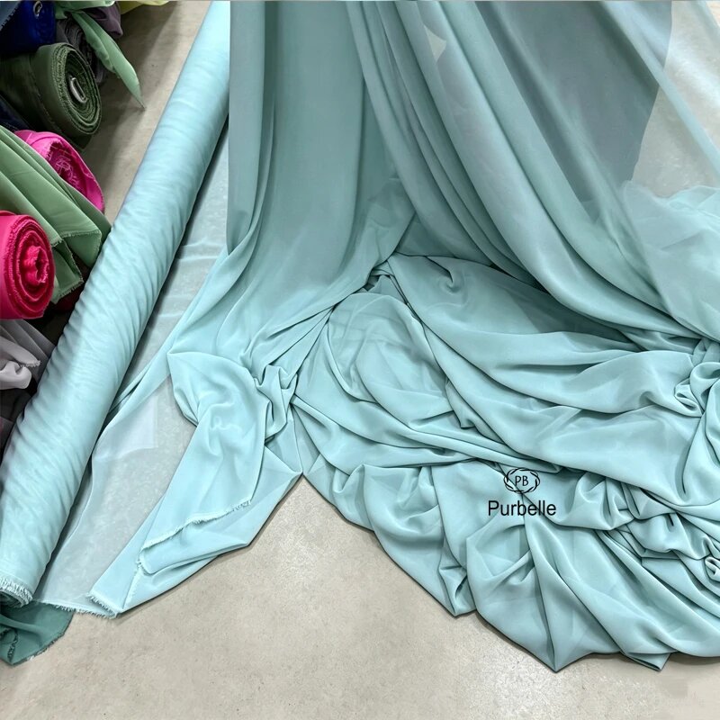 Dusty Blue Soft Chiffon Fabric 100% Polyester 150cm 100x150cm, Sage Mint