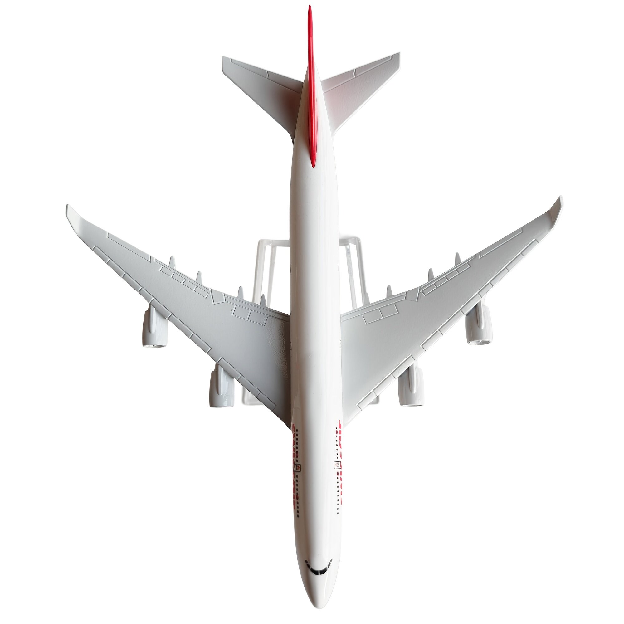 Коллекционная литая модель самолёта B747, 6.3 дюйма, бело-красная расцветка, на прозрачной подставке для дома и офиса