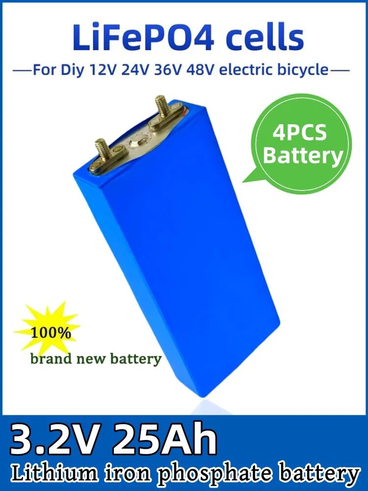Для Diy 12V 24V 36V 48V Аккумулятор 3,2 V 25Ah LiFePO4 Аккумуляторная батарея для электрических велосипедов, кемперов, гольф-каров