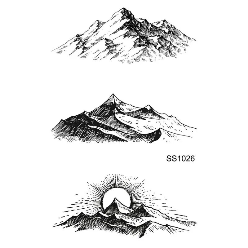 Тату-наклейки горы пейзаж SS1026 9.8x5.8CM