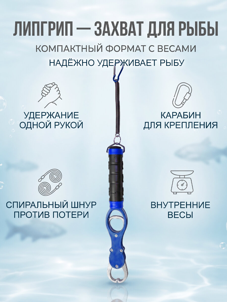 Рыболовный липгрип, челюстной зажим для рыбы, синий 1 штука.