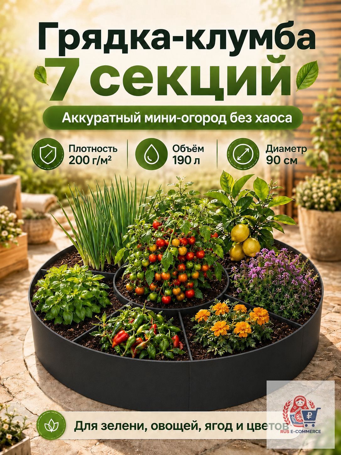 Клумба 0.9х0.9 м 1 шт