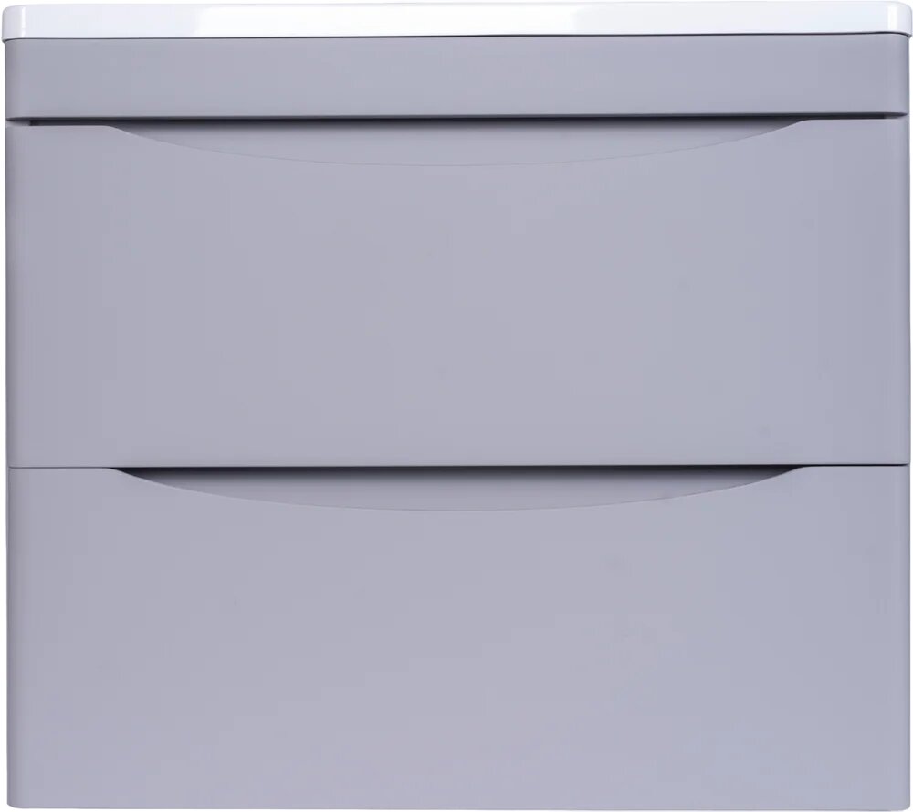 Тумба с раковиной Style Line Бергамо Мини 60 подвесная, 60 см, серая, матовая, из МДФ, с ящиками, раковина для ванной, из искусственного мрамора, прямоугольная