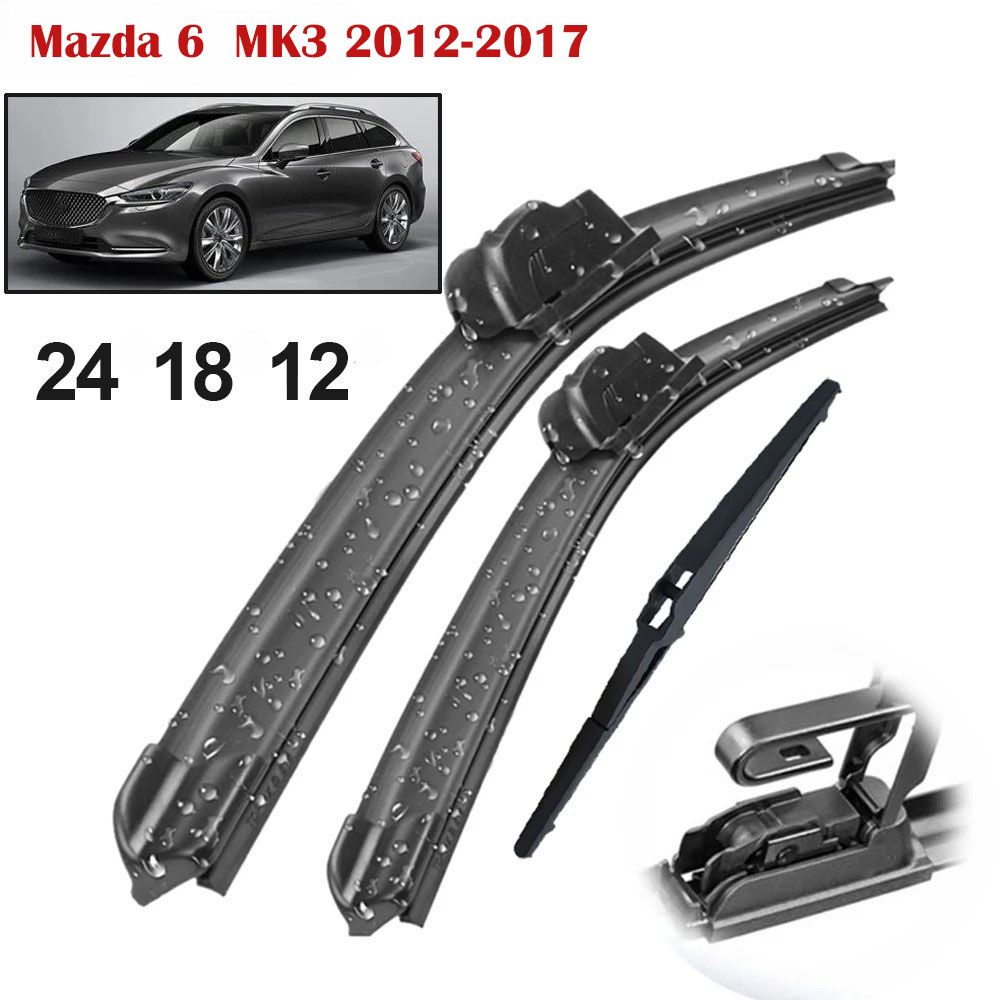 Комплект передних и задней щеток стеклоочистителя Mazda 6 MK3 2012-2017 24+18+12 дюймов