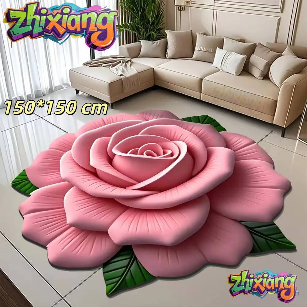 Ковер 150x150 см 3d-эффект розовый