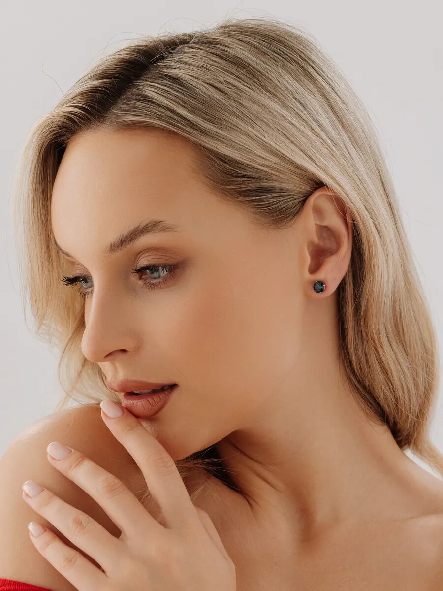 Серьги пусеты, 925 проба, топаз