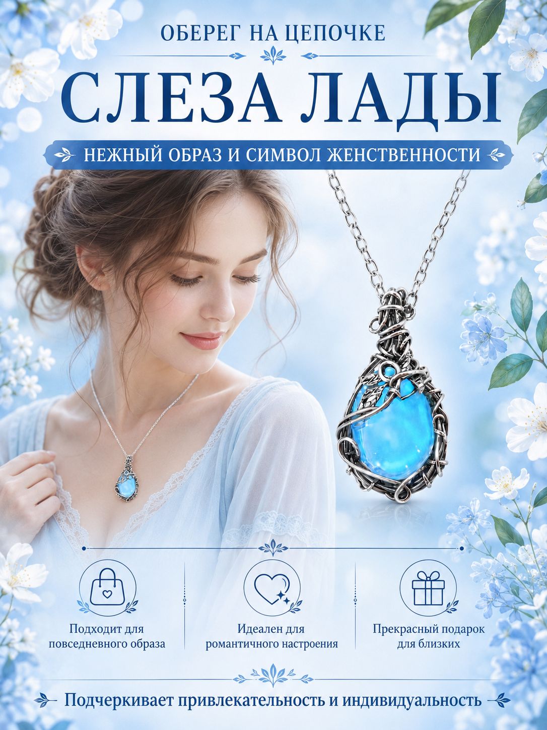 Амулет для защиты, женский оберег Слеза Лады