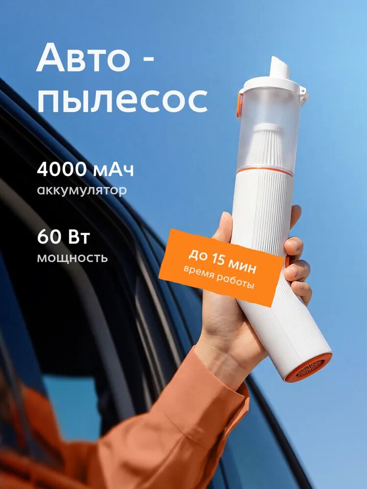 Пылесос для автомобиля беспроводной мощный 60Вт, автомобильный пылесос аккумуляторный