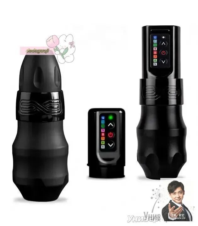 Беспроводная машинка для тату и татуажа с мощным аккумулятором FK Flux EXO V5 X 2Power Matte Black