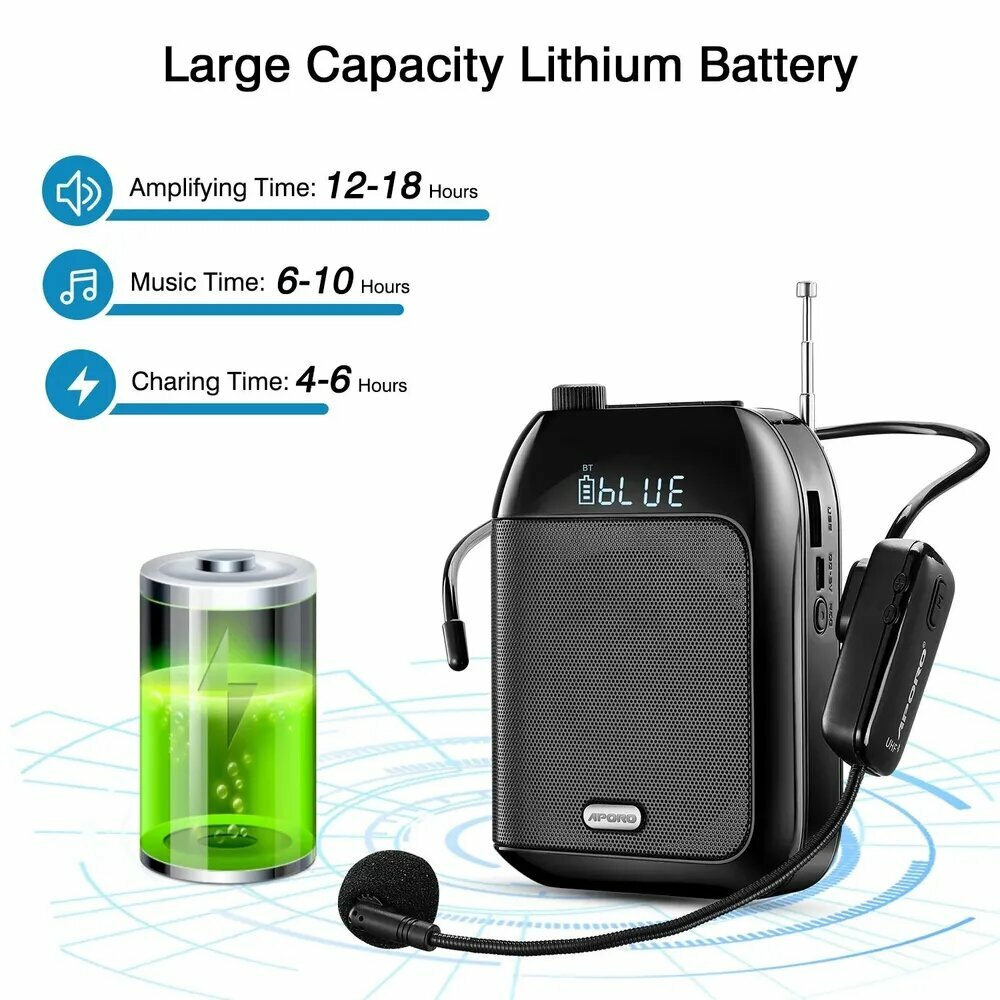 UHF Bluetooth Проводной/Беспроводной Усилитель голоса Портативный для обучения Лектора экскурсовода TF U Диск Мегафон Микрофон Динамик
