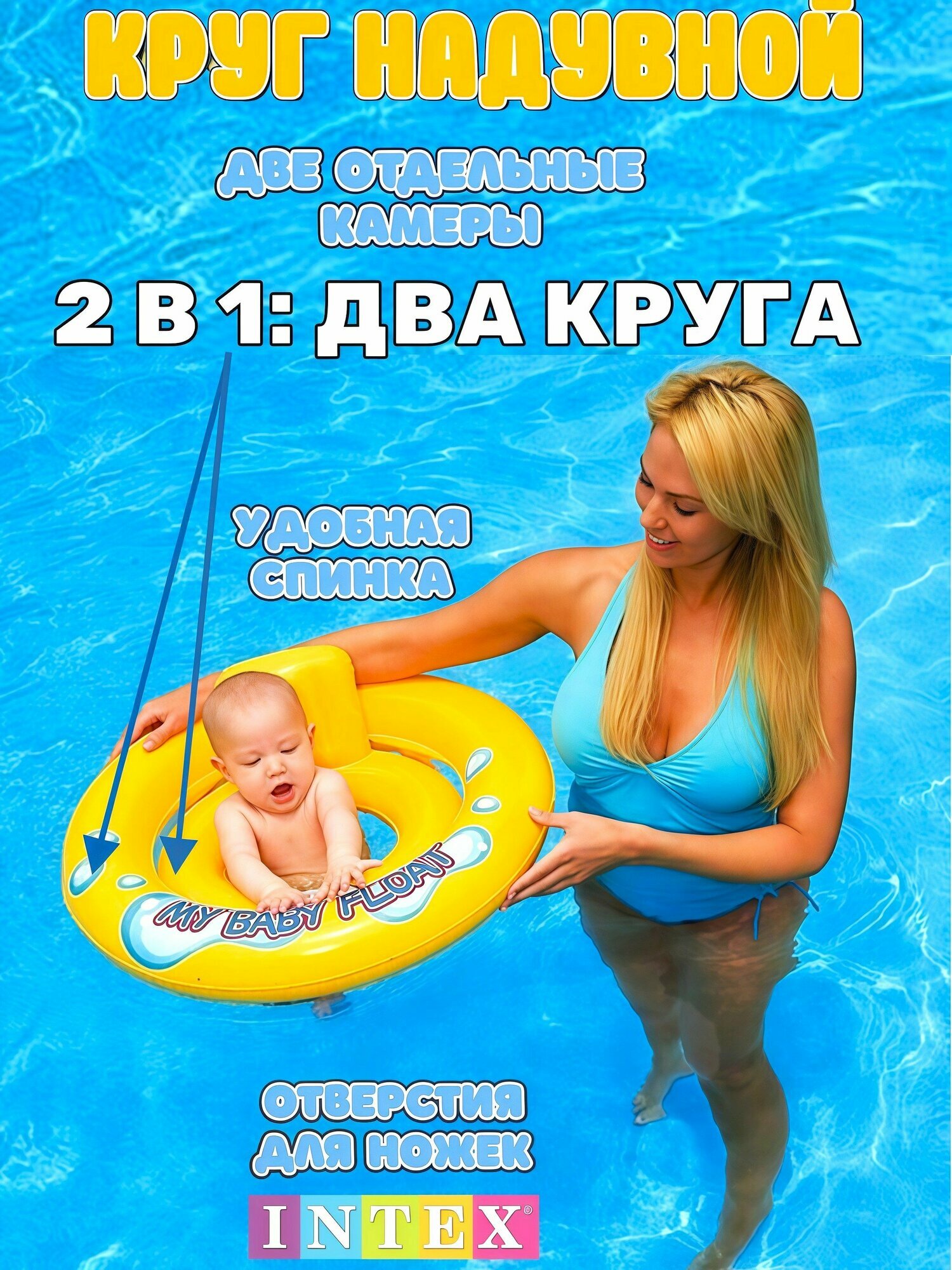 Круг для плавания детский от 1 года - с трусиками - с ножками - надувной круг для малышей - Intex