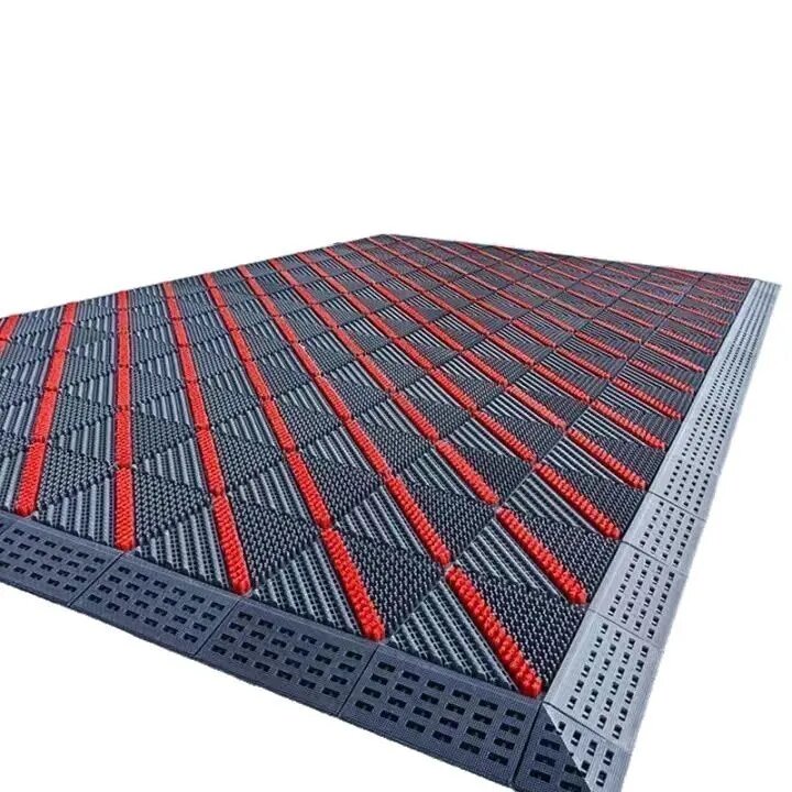 Модульный входной коврик 75x120 см, серый с красным, из соединяемых панелей, грязезащитный — фото 1