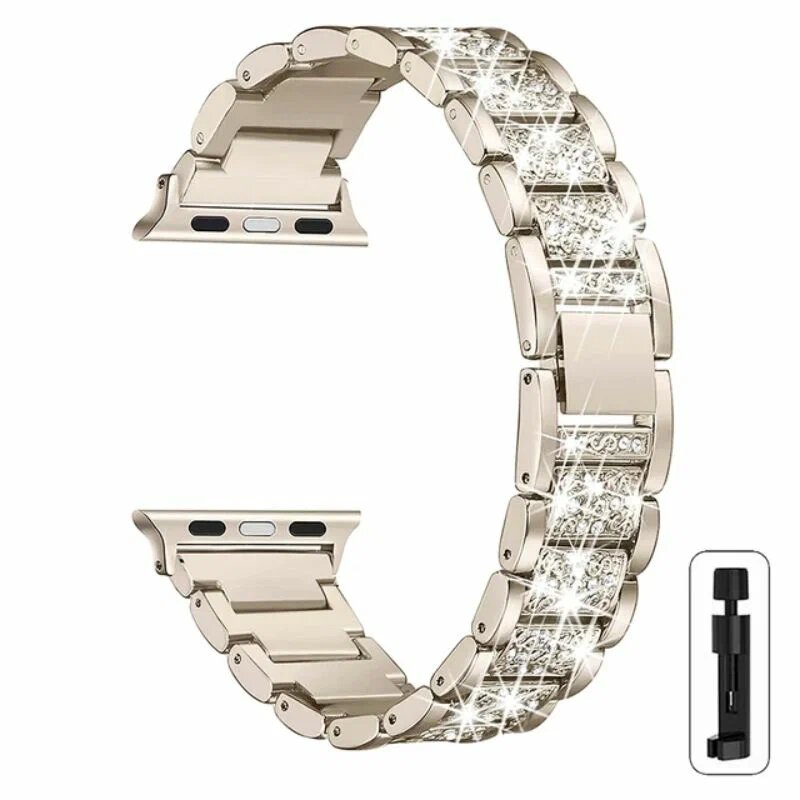Женский Ремешок Из Нержавеющей Стали С Бриллиантами Для Apple Watch 10 46mm 42mm 44mm 45mm 49mm Браслет Для IWatch Ultra 9/8/7/6/5