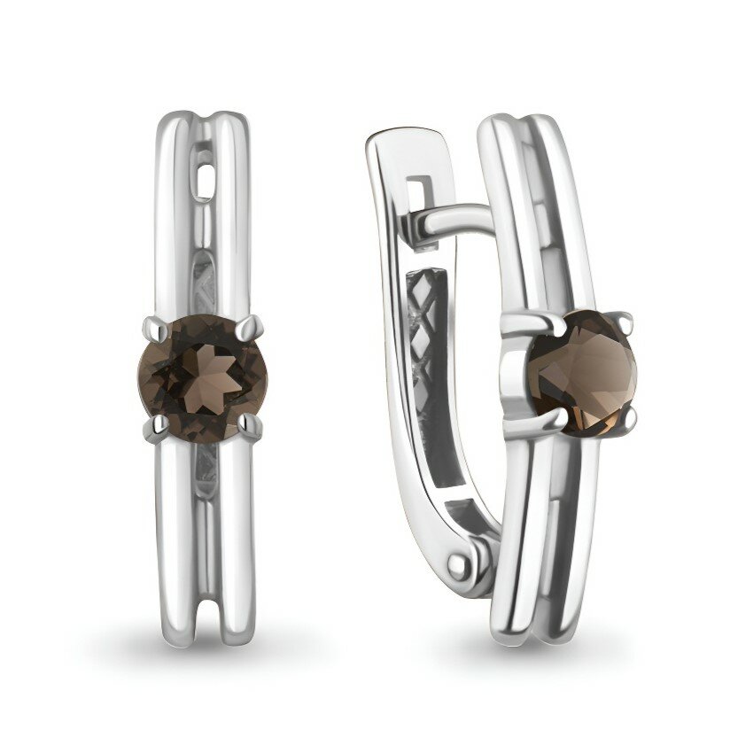 Серьги Яхонт, серебро, 925 проба, раухтопаз