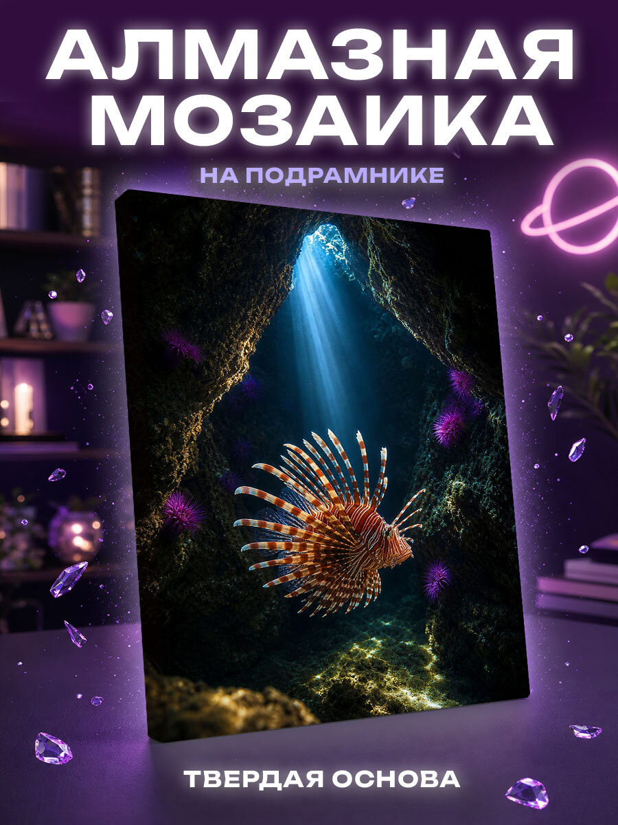 Алмазная мозаика Крылатка в фиолетовой пещере
