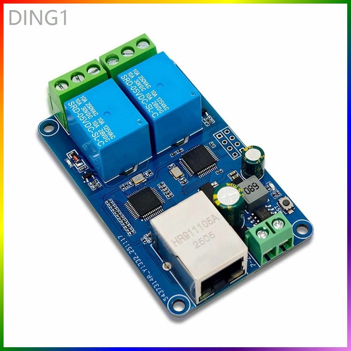 Модуль сетевого реле Modbus RTU 2-CH, проводное управление Ethernet LAN, микроконтроллер W5500, протокол IP.