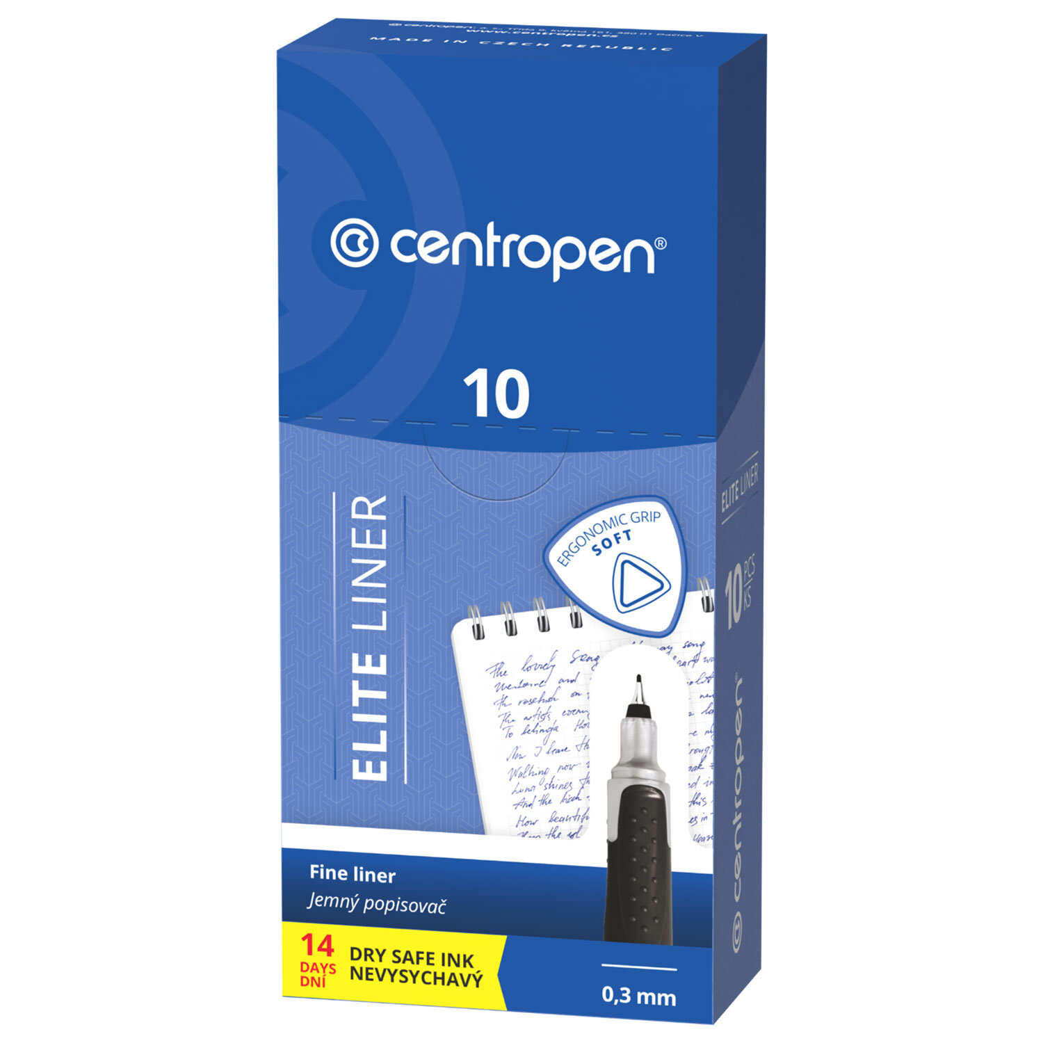 Упаковка 10 шт. Ручка капиллярная (линер) синяя CENTROPEN "Elite liner", линия 0,3 мм, 4721, 247210106
