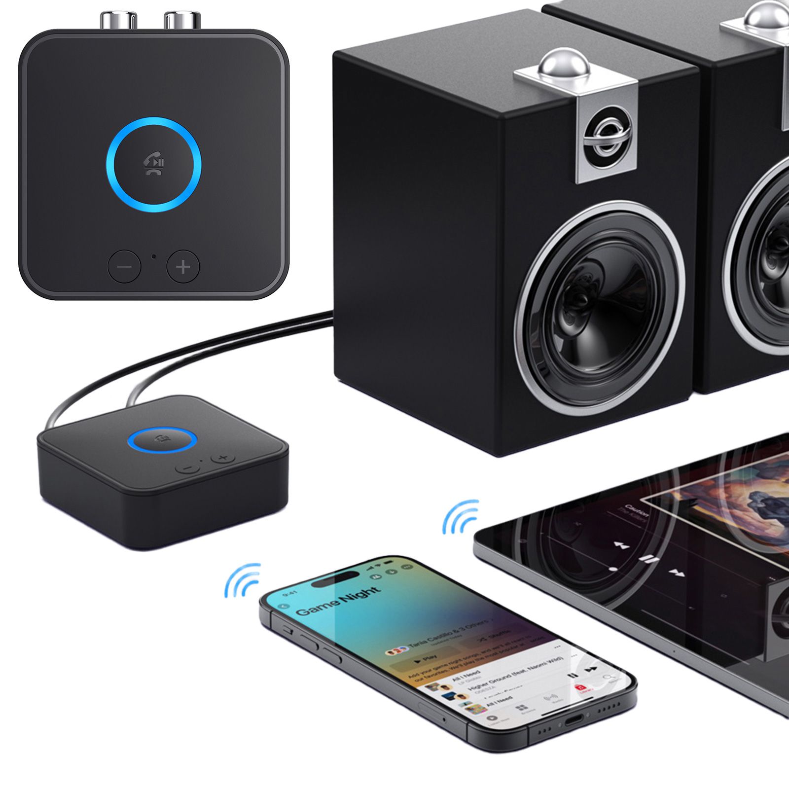 Беспроводной аудиоадаптер Bluetooth 6.0 с функциями приёмника и передатчика, интерфейсы AUX и RCA