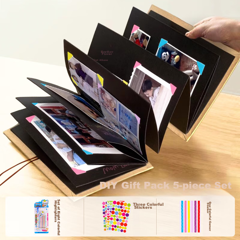 Винтажная складная фотокнига 3D DIY для пары — подарок на день рождения другу, подруге Цвет：Большая складная фотокнига