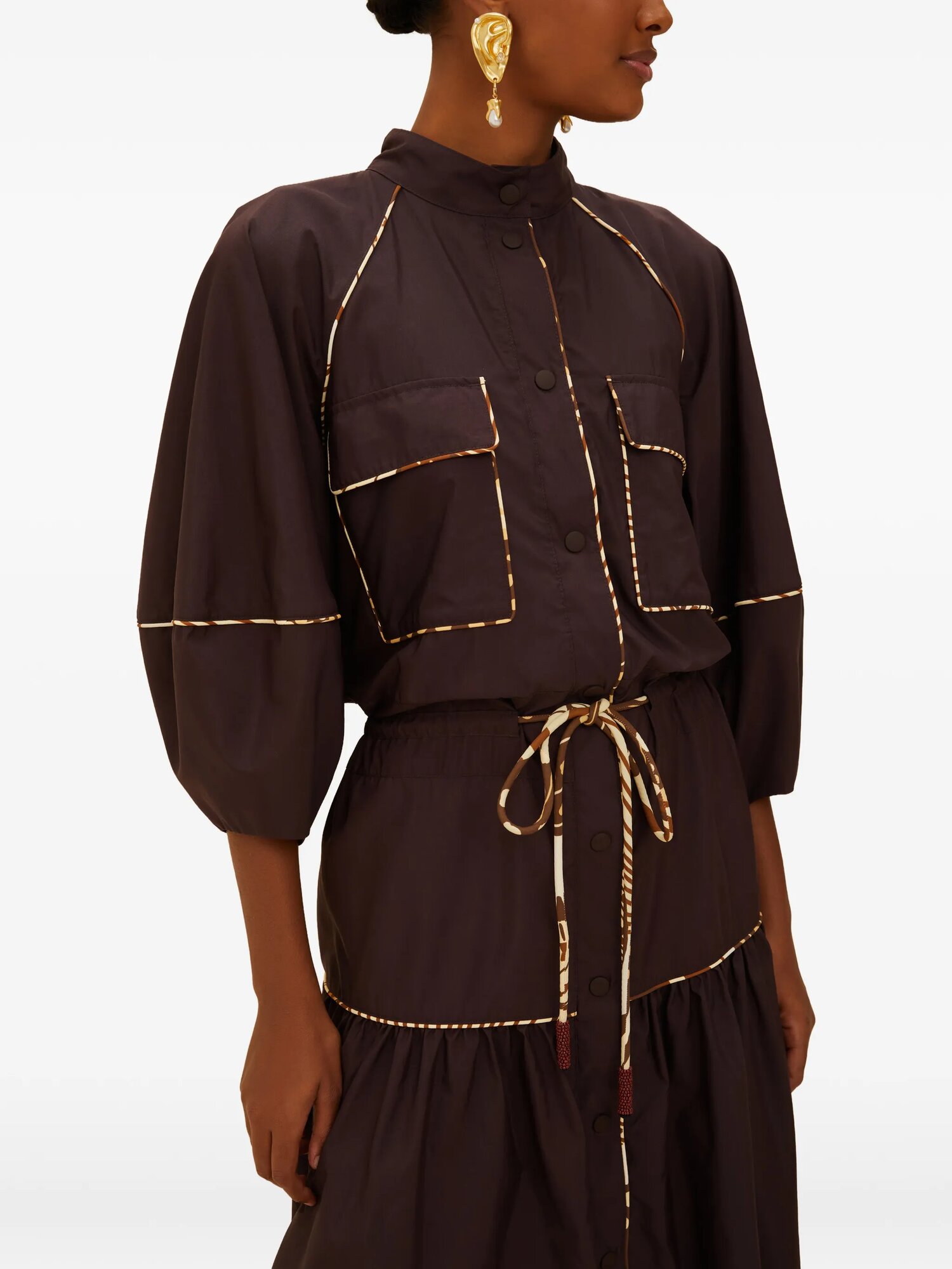 Платье FARM RIO Brown chemise midi dress