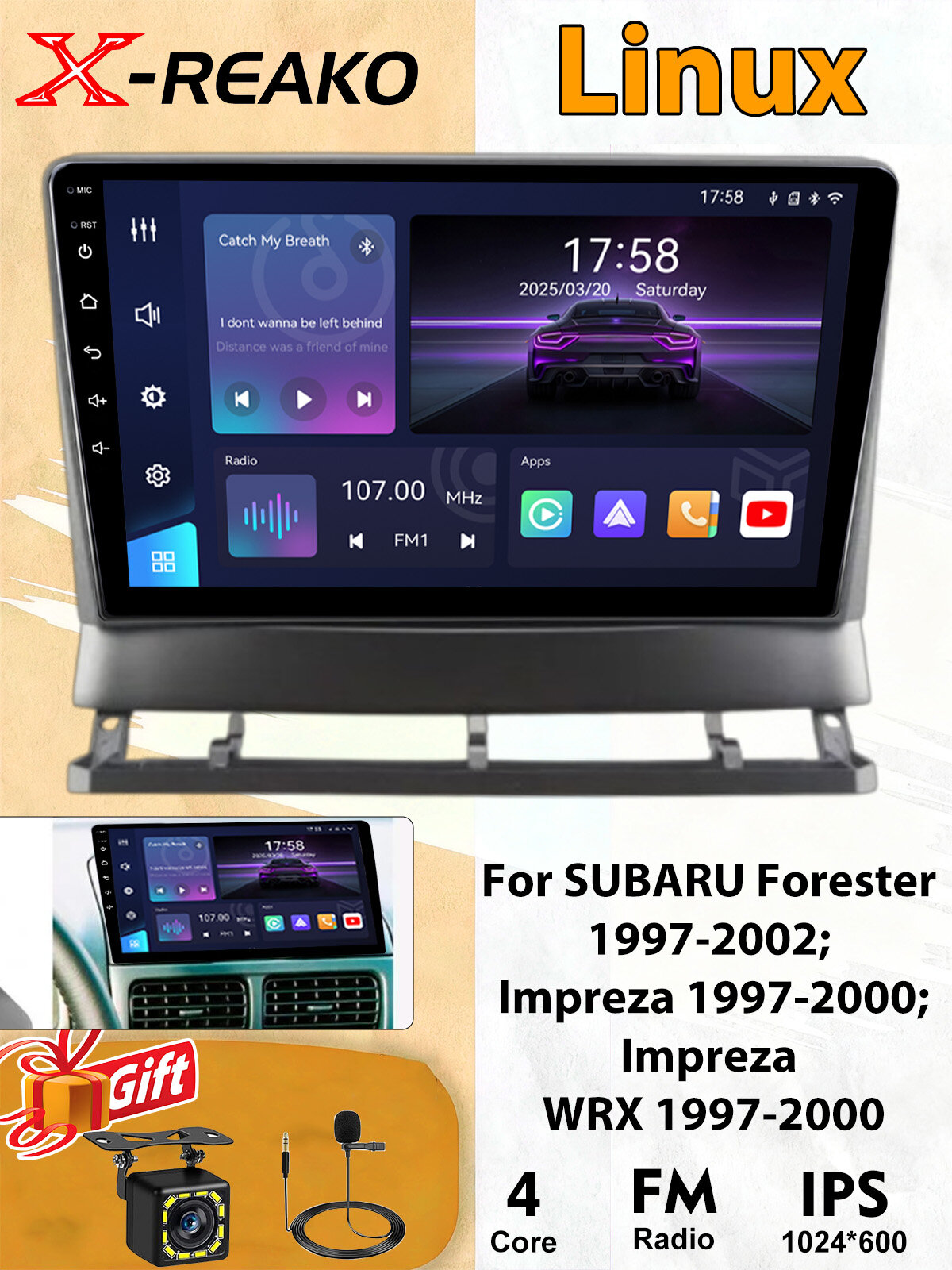 Магнитола для SUBARU Forester 1997-2002; Impreza 1997-2000; Impreza WRX 1997-2000 экран 9 дюймов Андроид wifi Bluetooth GPS
