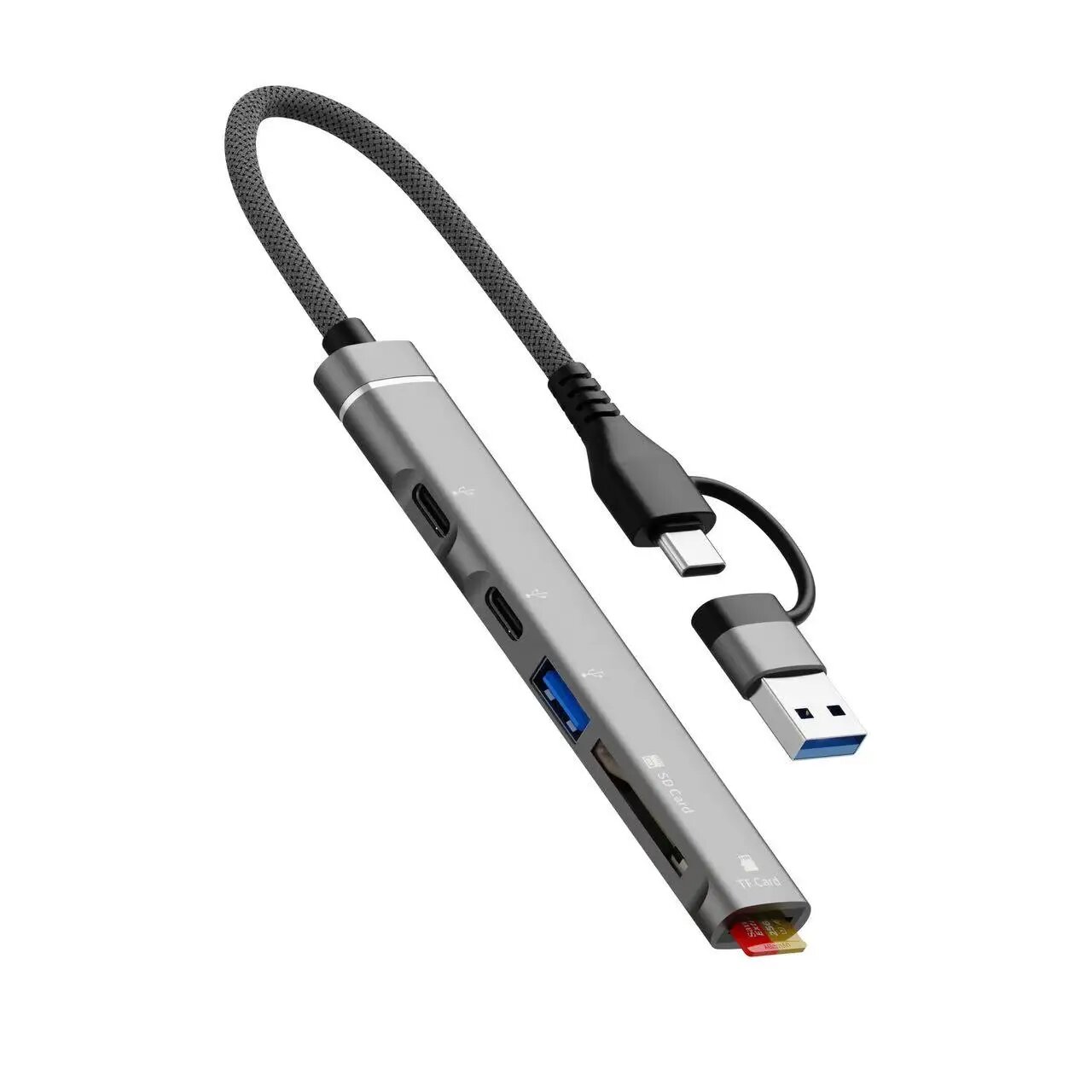 DIXSG 5-портовая док-станция USB-C для Android 5-in-2 Grey