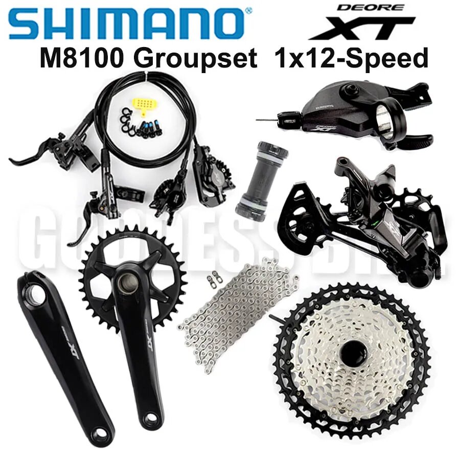 SHIMANO DEORE XT M8100 Groupset 1x12-Speed FC-M8120, 36T 170 10-51T