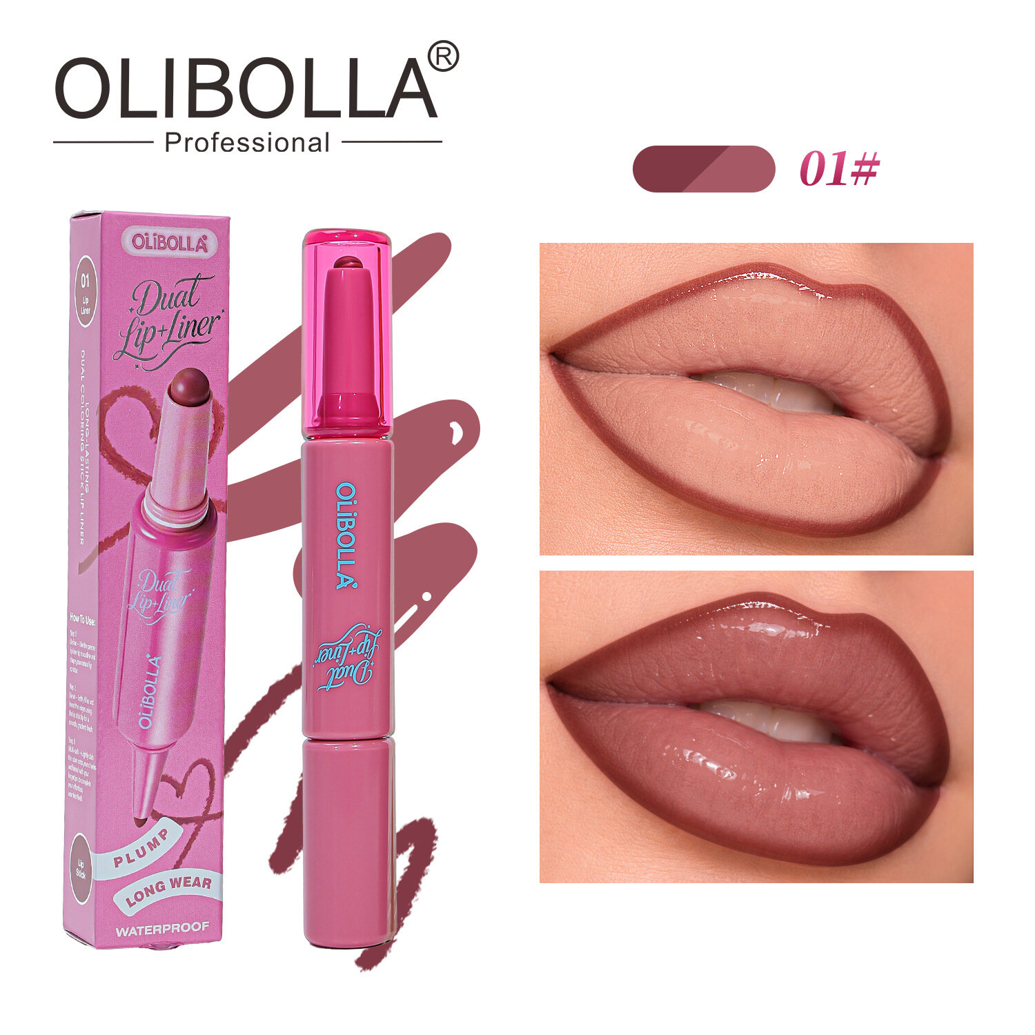 Двусторонняя помада и карандаш для губ OLIBOLLA 2 в 1, водостойкая, стойкая, 6 оттенков, матовый нюдовый оттенок