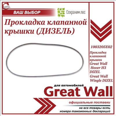 Прокладка клапанной крышки для Грейт Вул Ховер Н3 и Вингл дизель / Great Wall Wingle, Hover H3 DIZEL / 1003205E02
