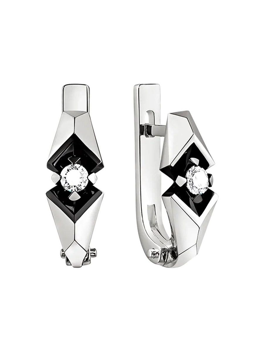 Серьги, белое золото, 585 проба, бриллиант
