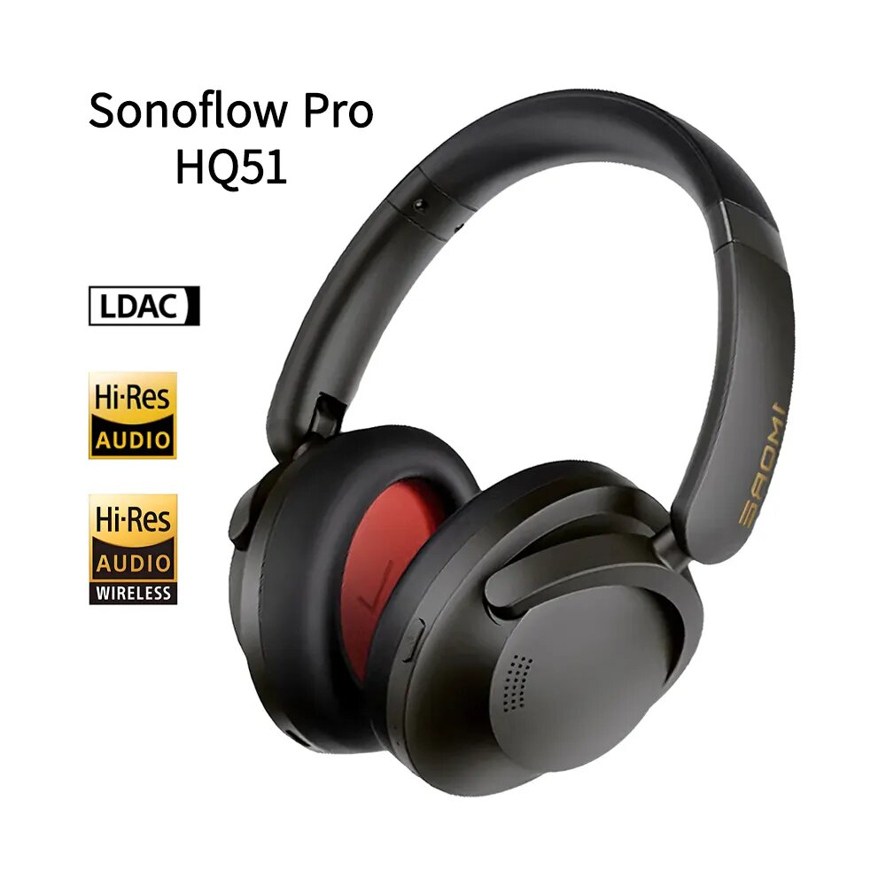 1MORE Наушники с микрофоном 1More SonoFlow HQ51, Bluetooth, 3.5 мм, черно-серый