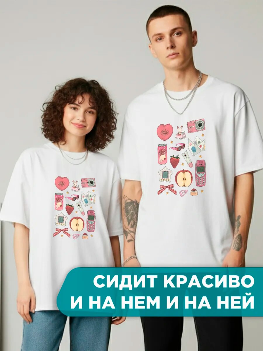 Футболка PRINTSHOT, 1 шт., размер M, белый — фото 1