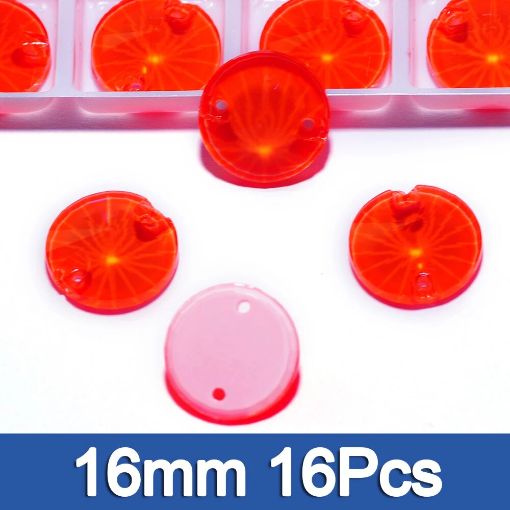 PUBRILEX электрические оранжевые неоновые стразы для рукоделия Красный, Rivoli 16mm 16Pcs