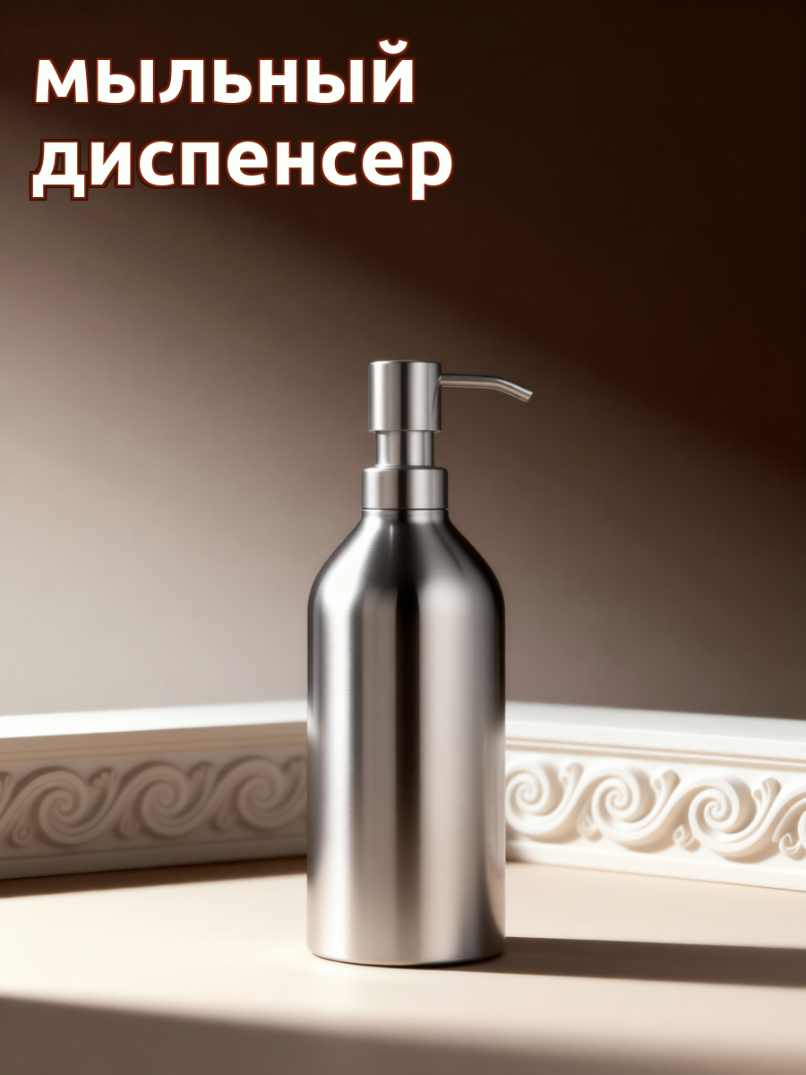 Диспенсер Для Мыла Из Нержавеющей Стали С Удобным Насосом Для Антисептиков И Шампуней 7.2x7.2x24 Cm