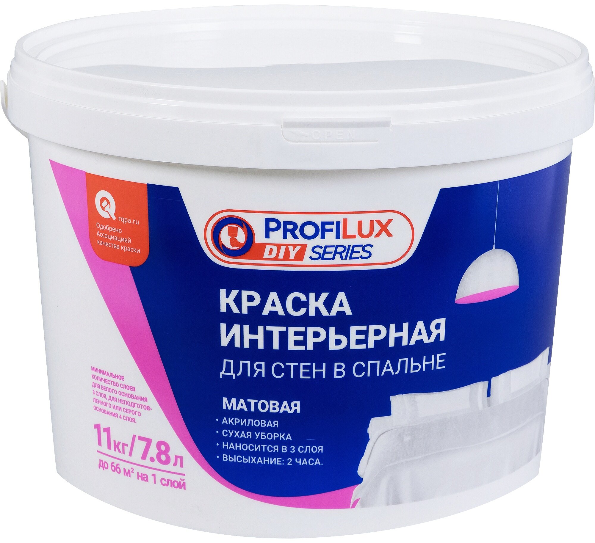 Краска для стен и потолков Profilux для спальни матовая цвет белый 11 кг