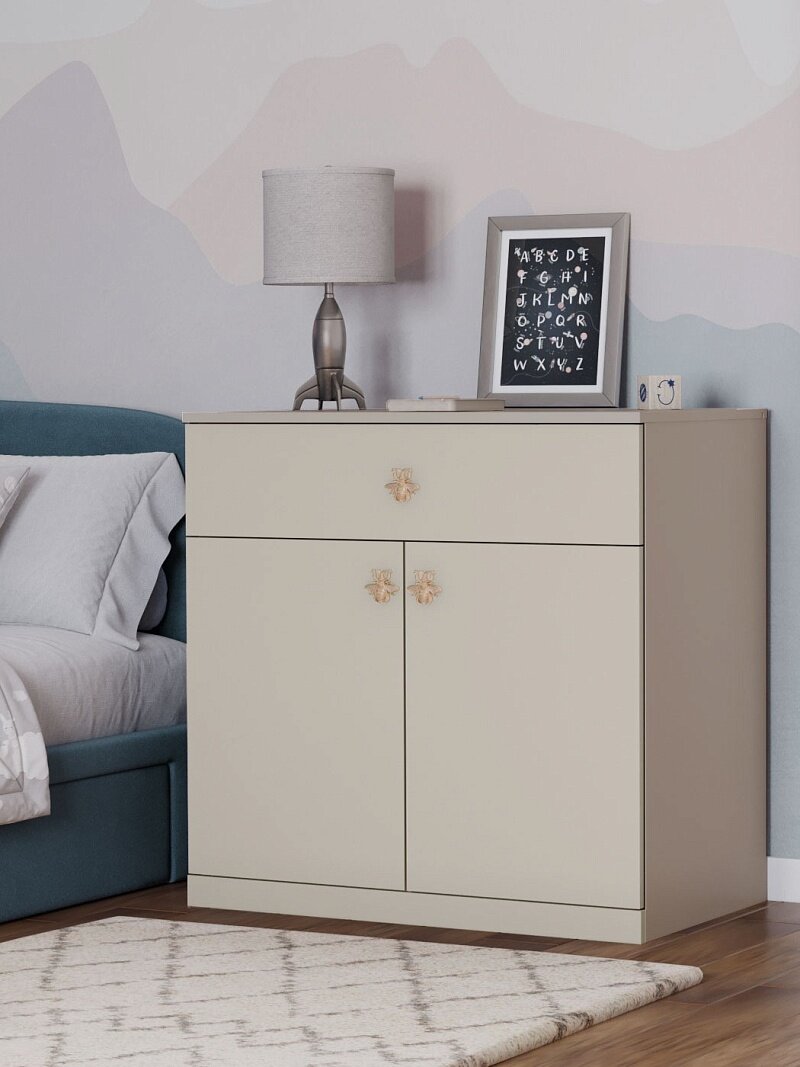Комод МебельЛэнд24 Скарабей Mini - 1 Кашемир 80x52x80 бежевый двухдверный с 1 ящиком