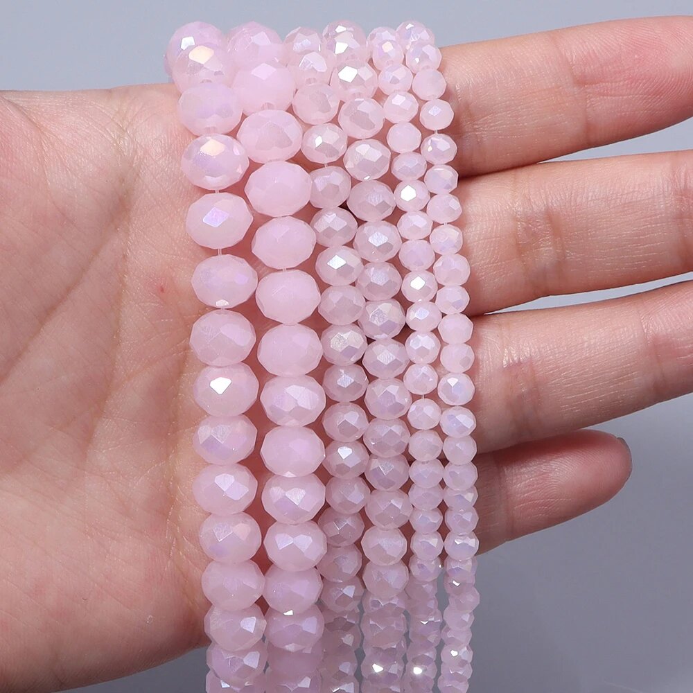 Рондели стеклянные бусины 3 4 6 8 10 мм для рукоделия Розовый, Pink, 4mm approx 100pcs