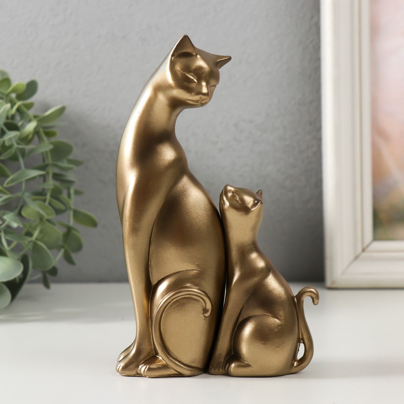 Набор из 2-х фигурок "Кошка с котенком", 15,5х9,3х6см.