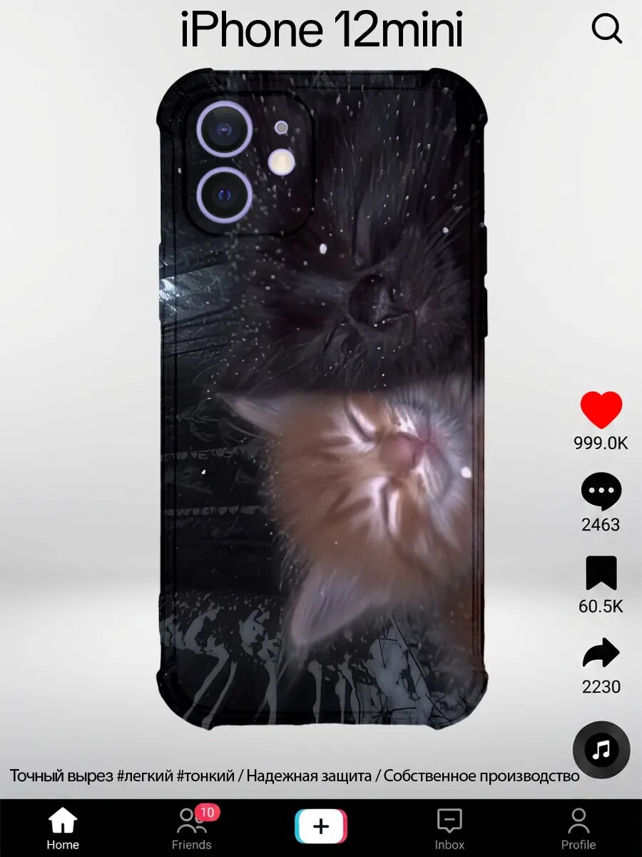 Чехол на iPhone 12mini с принтом недовольный кот мем
