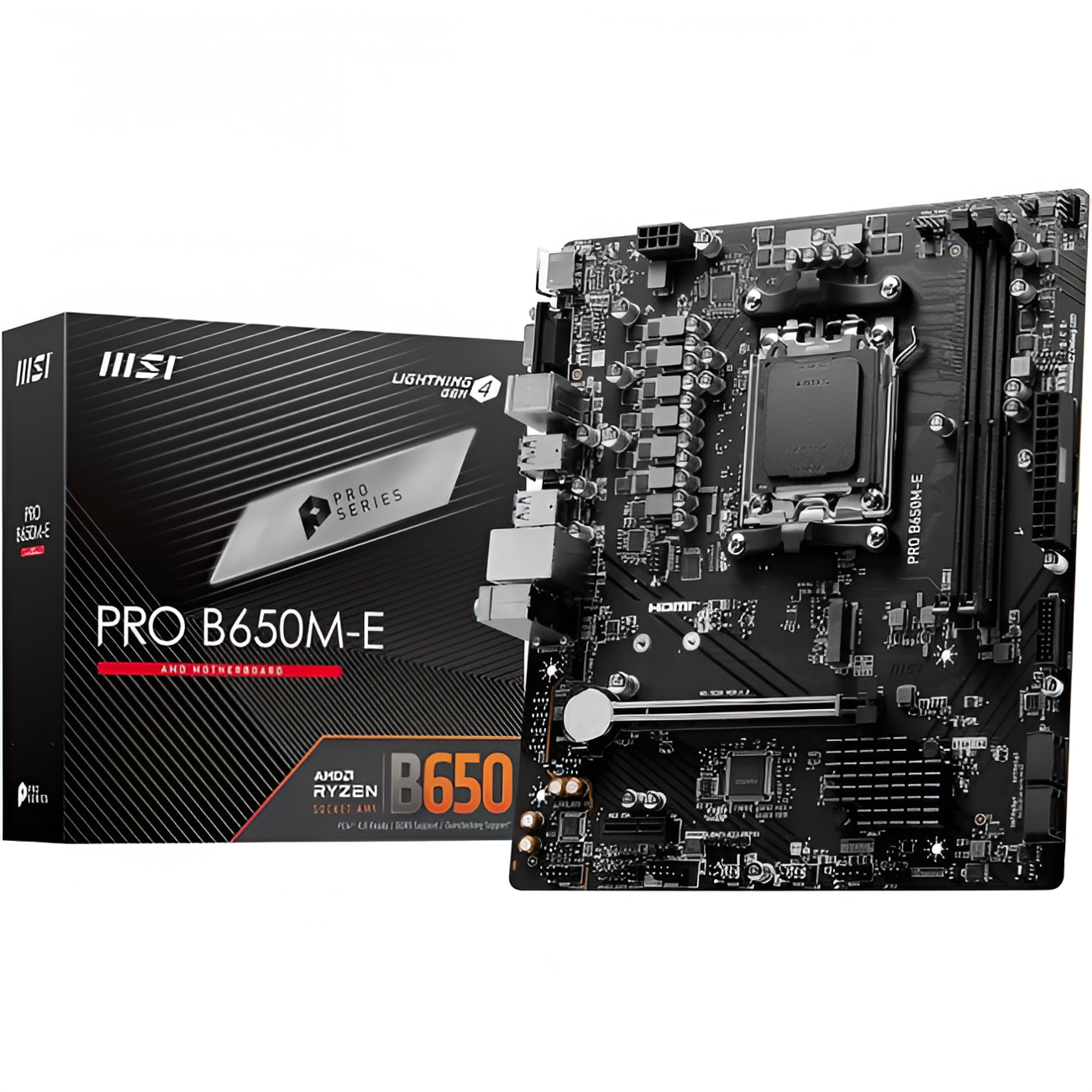Материнская плата MSI PRO B650M-E (AM5/AMD B650/4xDDR5/2xPCI-Ex16/M.2/SB7.1/GLAN/HDMI/VGA/mATX)