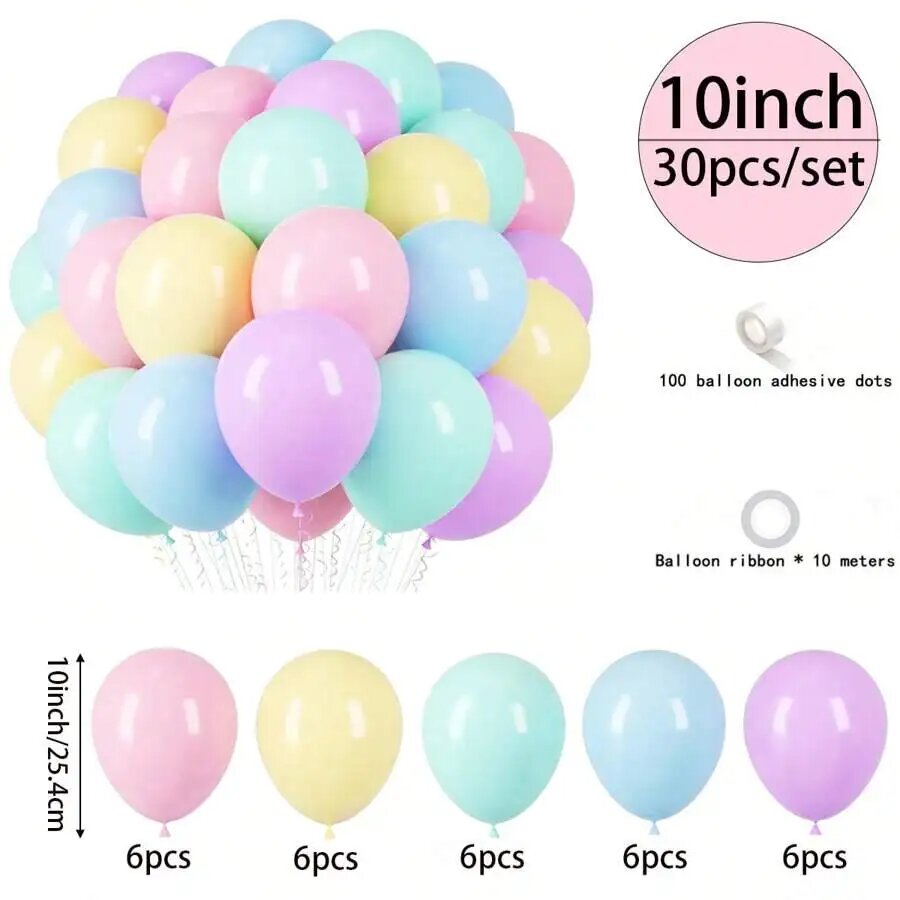 Латексные шары макарон, разноцветные, 18/12/10/5 дюймов 10inch-30pcs
