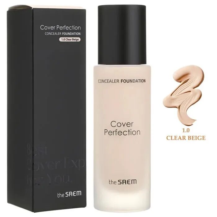 The Saem Тональный крем-консилер 30 мл Cover Perfection Concealer Foundation SPF40, оттенок 1.0 Clear Beige