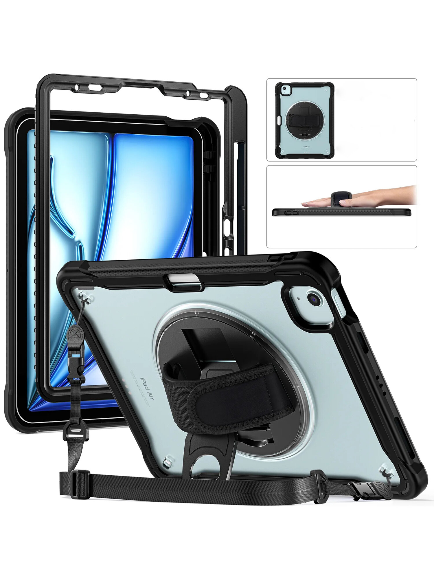Кейс Modmac Shell для планшета iPad Pro 11 2024, ударопрочный, Clear Black