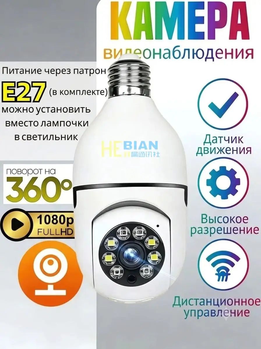 WIFI Камера видеонаблюдения уличная, wi-fi видеокамера беспроводная поворотная с датчиком движения