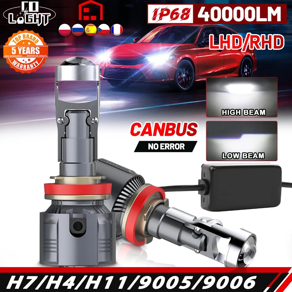 Светодиодные Лампы CO LIGHT H7 H11 H8 H4 Для Фар Автомобиля, Мини-линзы Проектора, H4/9003/HB2 Hi/Lo