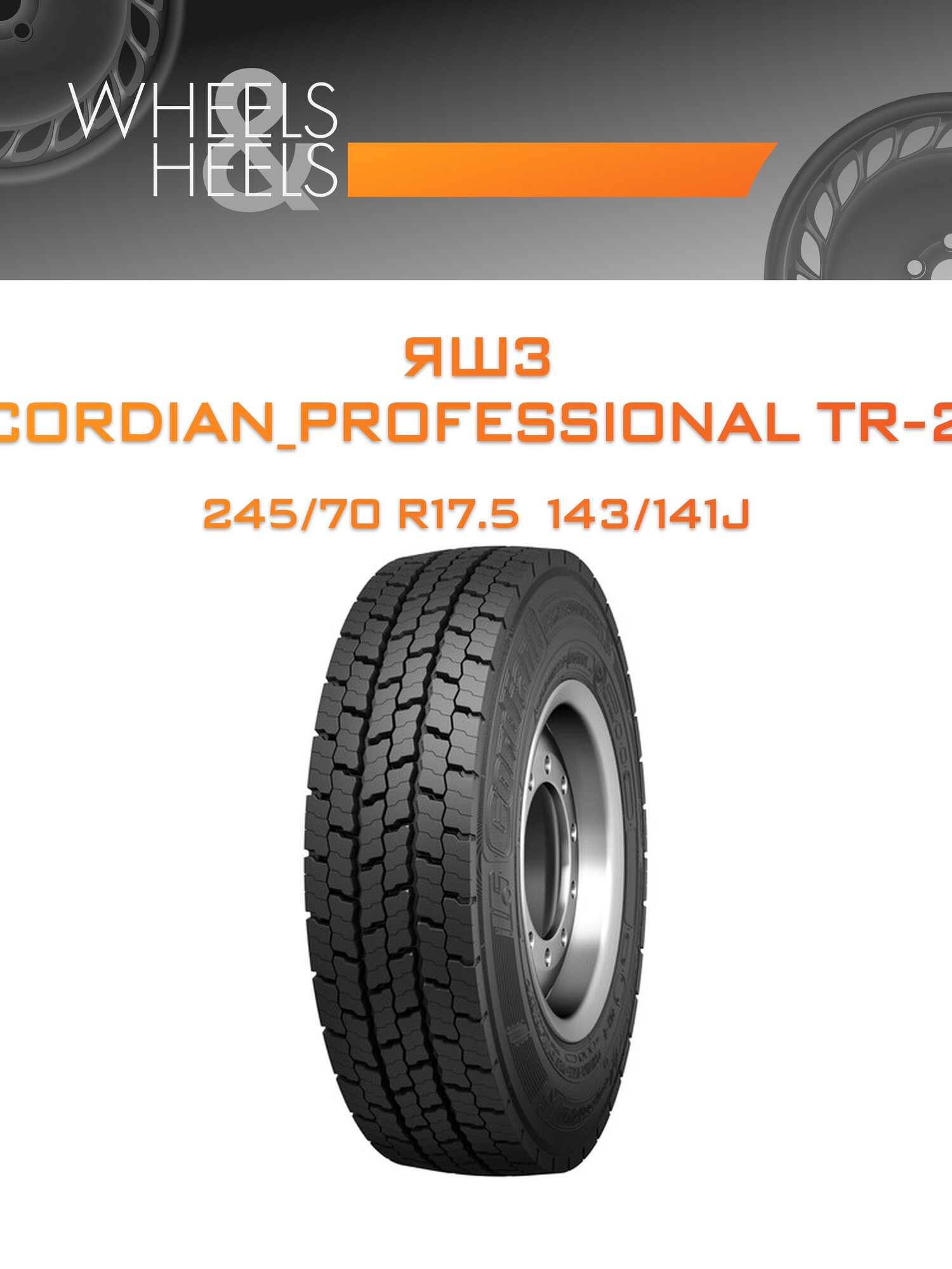 Шина автомобильная ЯШЗ CORDIAN_PROFESSIONAL TR-2 245/70 R17.5C 143/141J UNKNOWN, летняя, универсальная