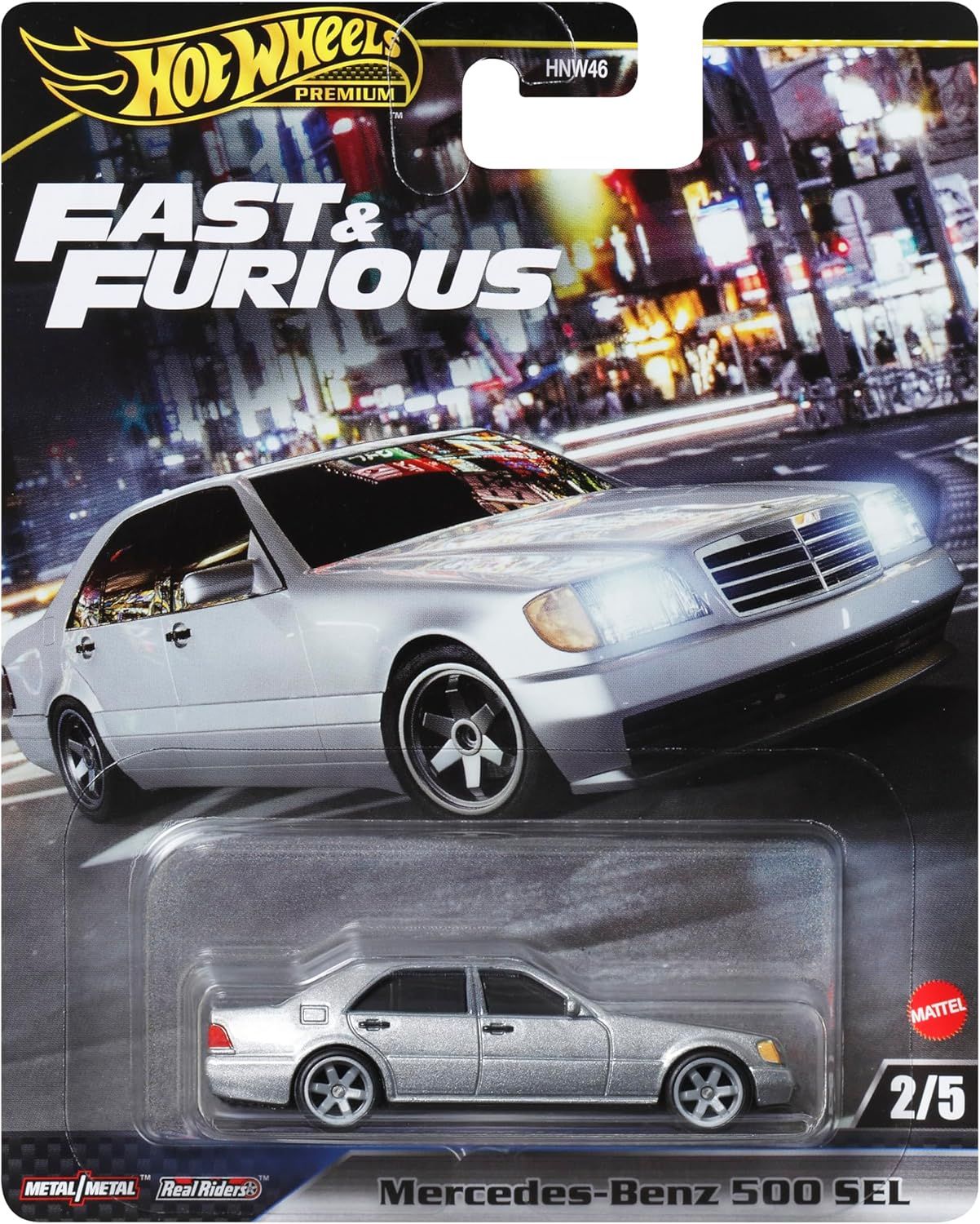 Коллекционная Premium машинка Hot Wheels Mercedes-Benz 500 SEL Silver (коллекция Fast & Furious 2024, 2/5 mix 3)