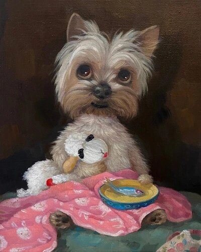 Холст "Щенок с игрушкой", 20x30см, цвет 23, без рамки